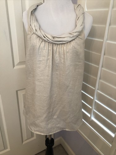 LOFT Lined Gold Sleeveless Tank Shell With Rolled Scoop Neck Size M | eBay