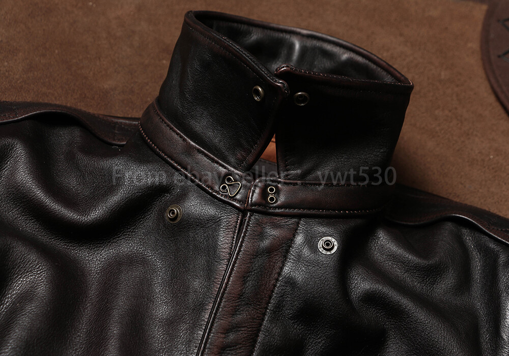 Tea Core Leather A2 Pilot Jacket Classic American Retro Men's Lapel ...