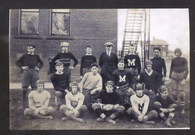 REAL PHOTO MOGADORE OHIO HIGH SCHOOL FOOTBALL TEAM PLAYERS POSTCARD ...