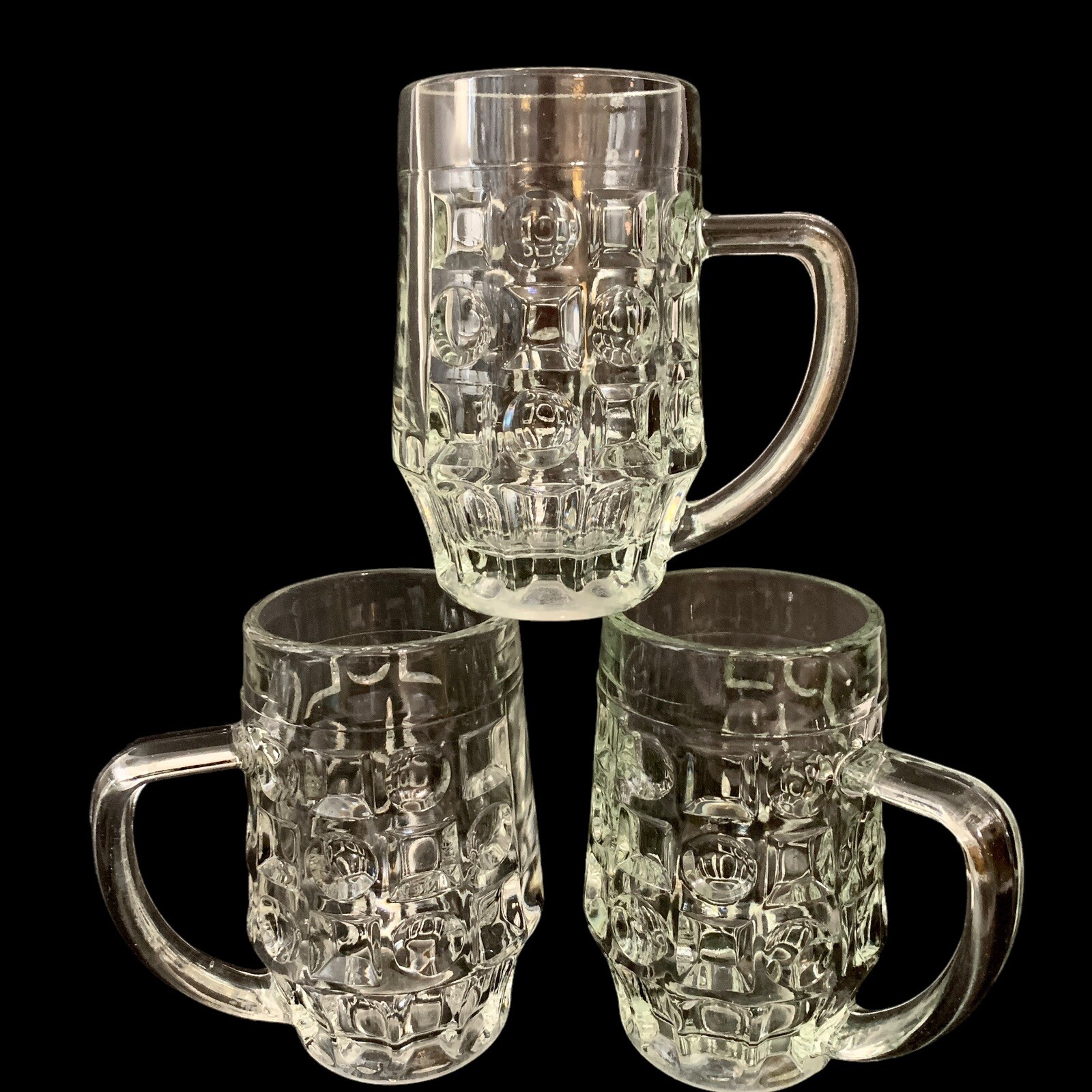Set of 3 Made In Italy Heavy Glass Dimpled Beer Mugs 5 Inches Tall | eBay