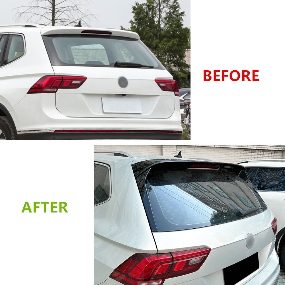 Gloss Black Rear Trunk Roof Wing + Side Spoiler for VW Tiguan MK2 2017 ...