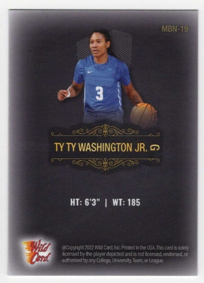 TY TY WASHINGTON RC 2022 Wild Card Black Matte National VIP ROOKIE #19 ...