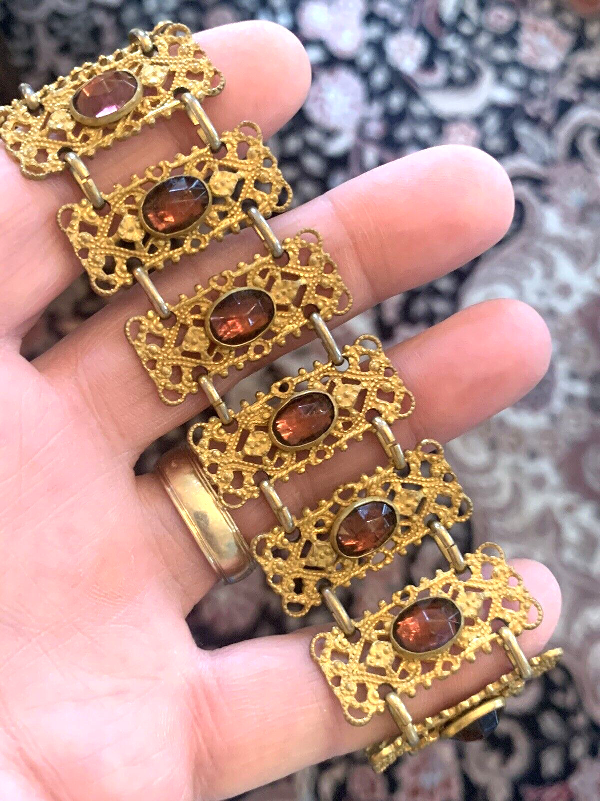 Rare Antique Edwardian Filigree Amethyst Bracelet Mint - Gem