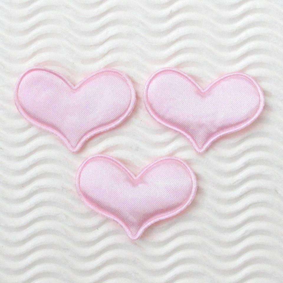 60-80pc x 1.5" Padded Satin Heart Appliques for Valentine's Day Wedding ...