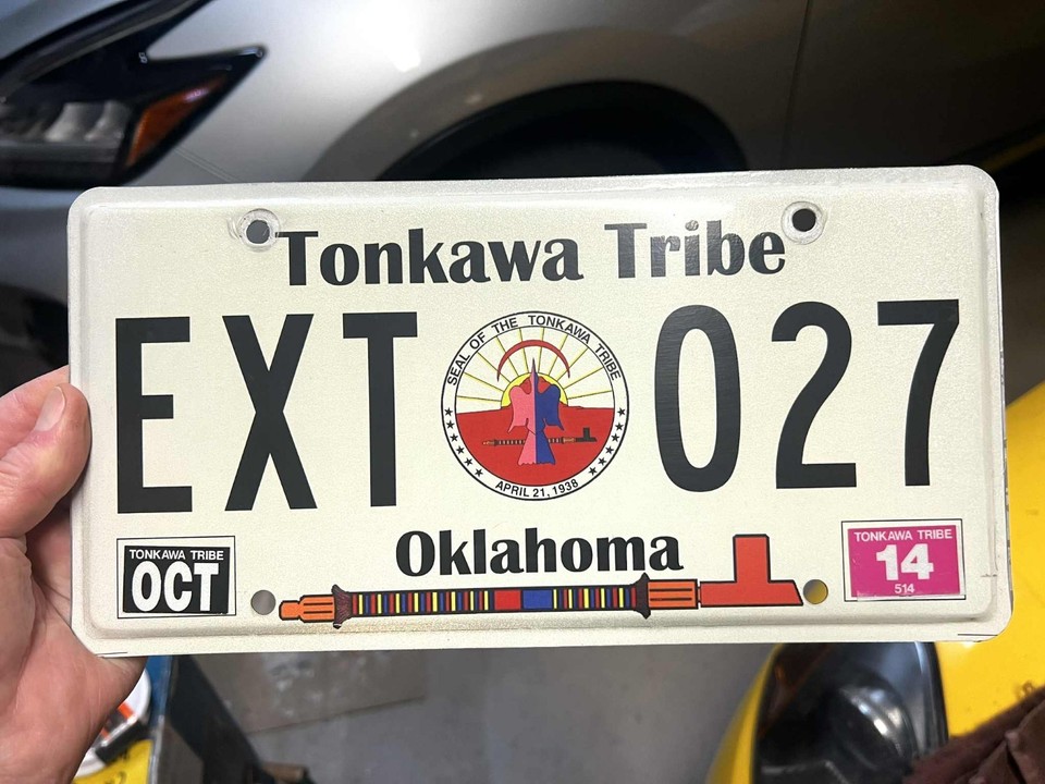 2014 Oklahoma Tonkawa Tribe Exempt Tribal License Plate # EXT-027 | eBay