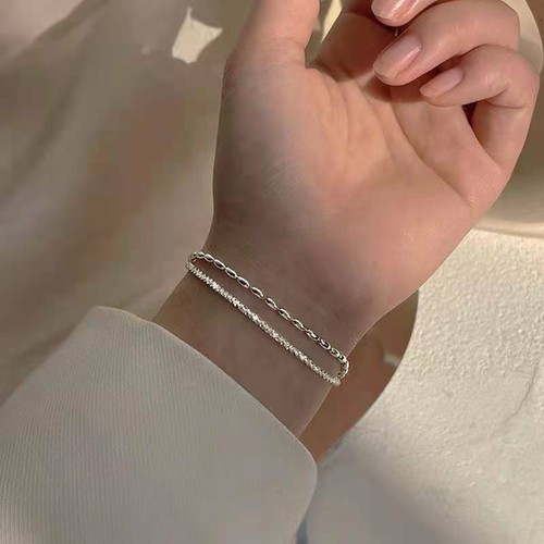 925 Sterling Silver Double Layer Bracelet Beads Exquisite Women ...
