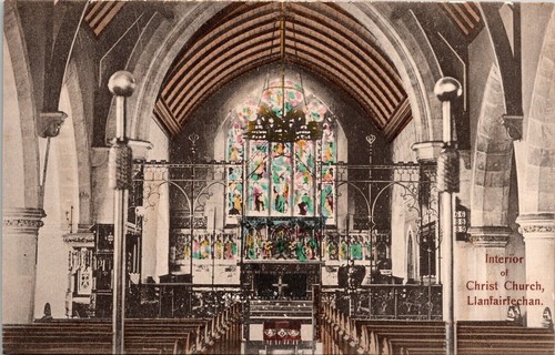 Interior Christ Church Llanfairfechan Antique Postcard DB UNP Unused ...