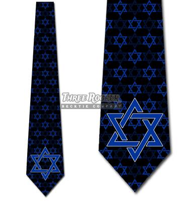 Large Star of David Black Neckties Mens Hanukkah Passover Tie Holiday ...