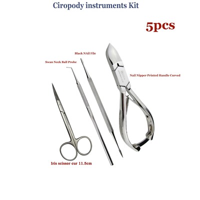 Chiropody Instruments Kit Nail Nipper Cuticle Finger Nail Scissors Ball ...