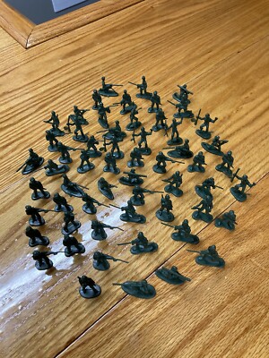 Lot of 58 Green Plastic Mini Army Men 1" Inch Bulk Action Figures Toy ...