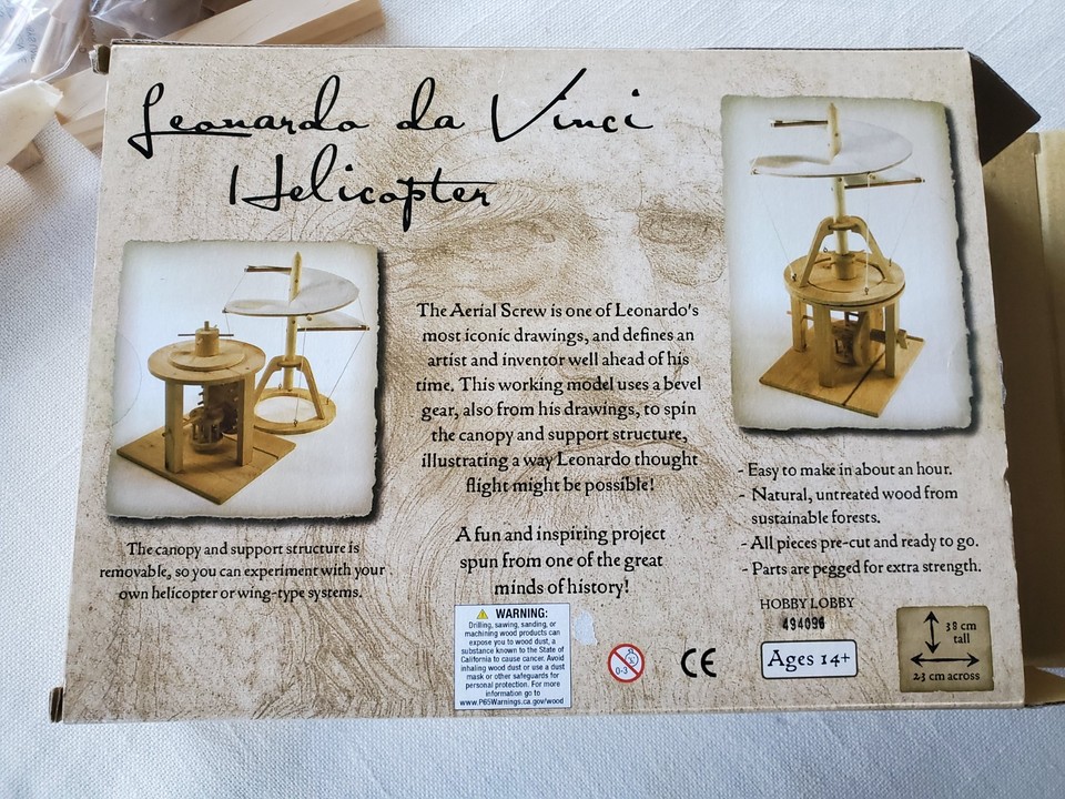 Leonardo da Vinci Aerial Screw Helicopter Flying Machine Kit ...