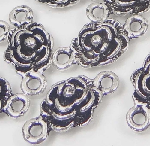 20 Antique Silver Pewter Rose Link Connector | eBay