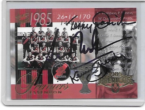 SELECT 1985 ESSENDON PREMIERS CARD SIGNED BY 3 LEGENDS /MINT CONDITION ...
