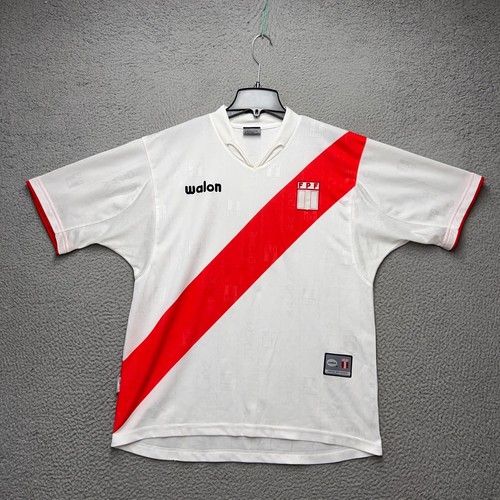Peruvian Peru National Soccer Jersey Mens Large White Red Walon 2004 ...