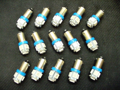 15 COOL Blue 5 LED Instrument Panel Dashboard Lights Bulbs BA9S 53 57 ...