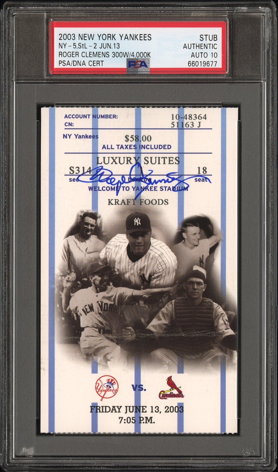 ROGER CLEMENS SIGNED WIN #300 & STRIKEOUT #4000 TICKET🎟️6/13/2003 PSA💎 ...