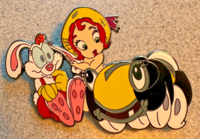 PIN ROGER & JESSICA RABBIT BENNY THE CAB TAXI 3" JUMBO FANTASY WHO ...