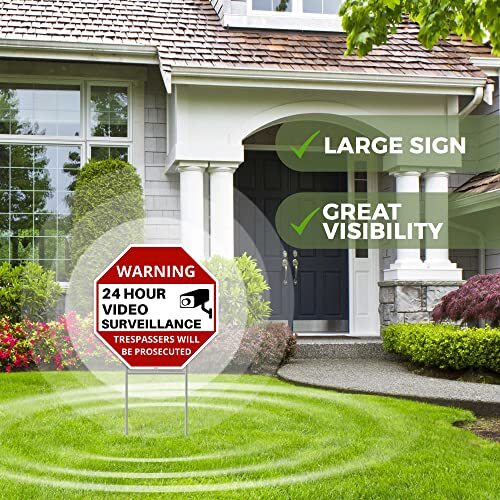 2 Pack 13x13 Inch Security Camera Sign 24HR Video Surveillance with ...