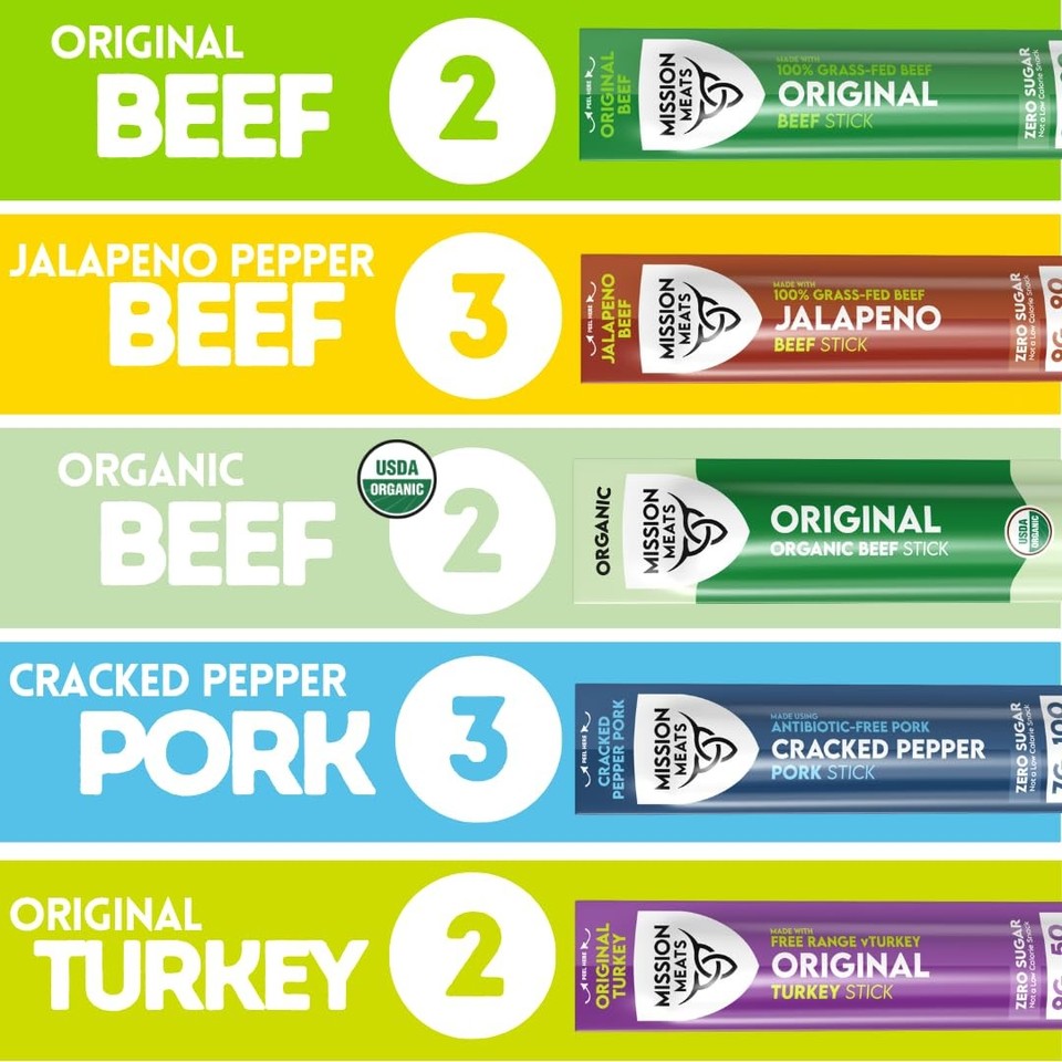 Mission Meats Variety Pack with Certified Organic Beef, Grass Fed, Free ...