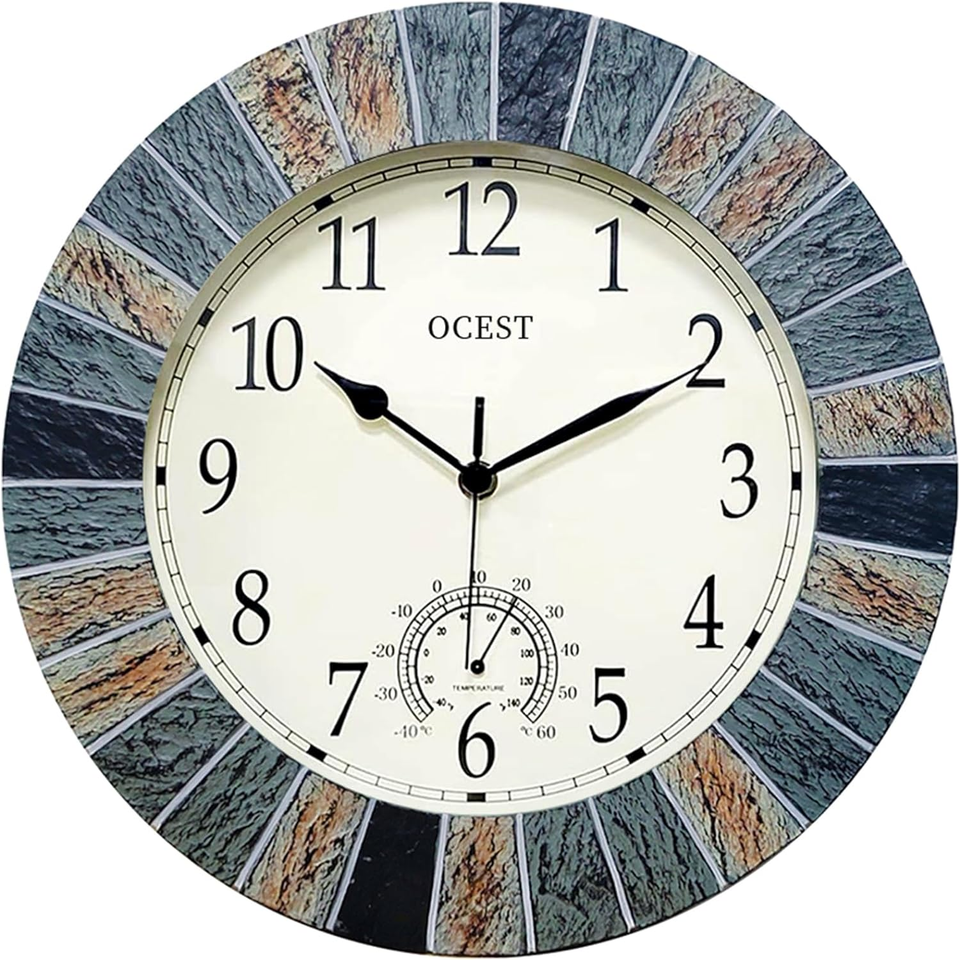 13 Inch Large Outdoor Indoor Clock, Waterproof Wall Clock with ...