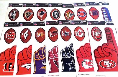NFL Team Logo Ultra Decal Bumper Stickers plus Number 1 Fan Finger ...