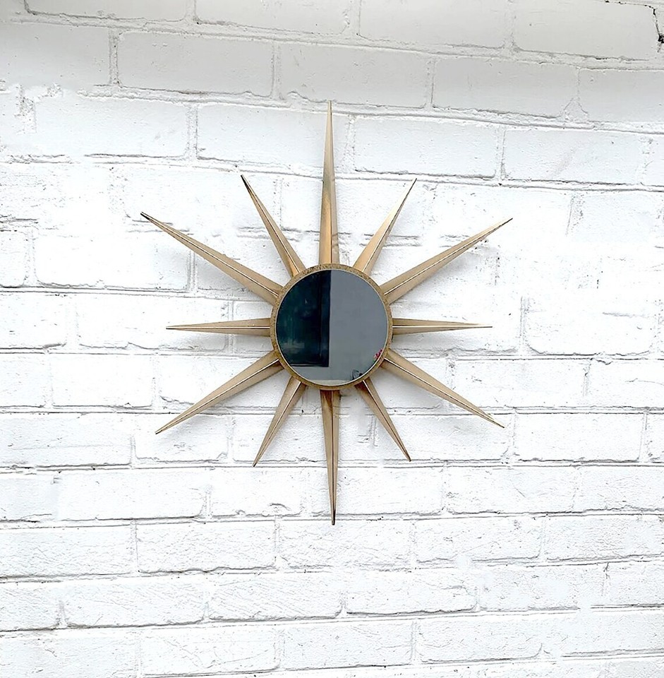 30"Gold Glamour Large Sun Ray Mirror Star Flare Wall Mirror Vintage ...