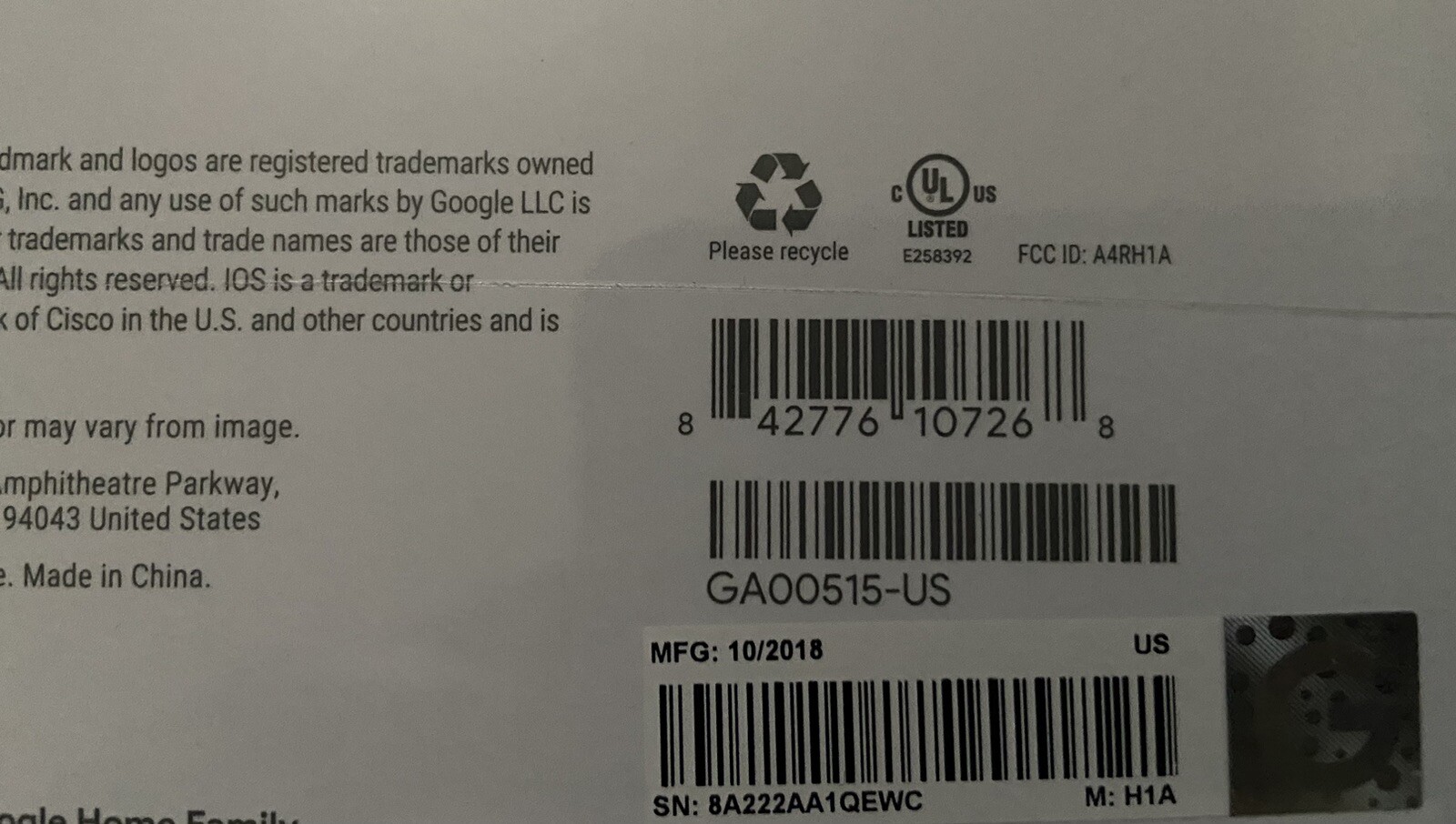 Google Nest Hub 1st Gen GA00515-US - Charcoal for sale online | eBay
