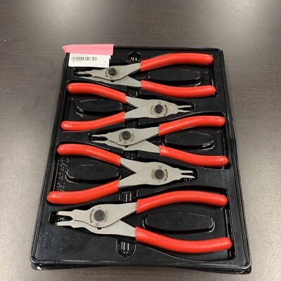 Snap-on 5 pc Snap Ring SRPC7090Pliers Set - Red Grip - Angle & Straight ...