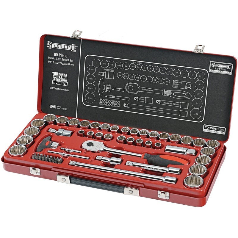 SIDCHROME 1/2” 60 Piece Socket Set - Metric & Imperial SCMT10190 ...