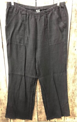 Designer Match Point USA Black Pull On Pant Linen Medium M Pockets ...
