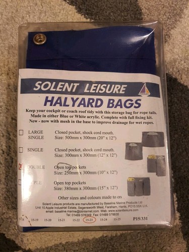 Solent Leisure Blue Canvas Halyard Bags, Double Size 250x 300mm Sailing ...
