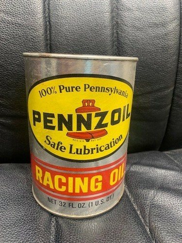 vintage100% Pure Pennsylvania Pennzoil Racing Oil 1 US qt can Safe ...
