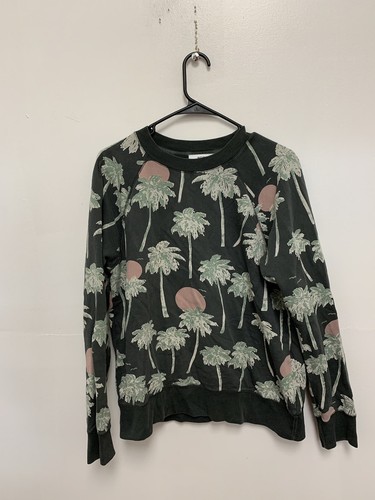 WESC Sweater Adult Medium Green Palm Tree Sunset Knit Sweatshirt Crew ...