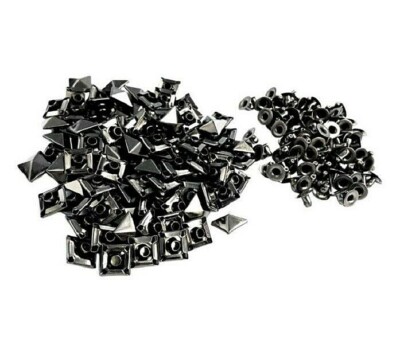 Pkg of 20 GUN METAL BLACK 11/32" (9mm) Pyramid Metal Rivet Studs 1/4 ...