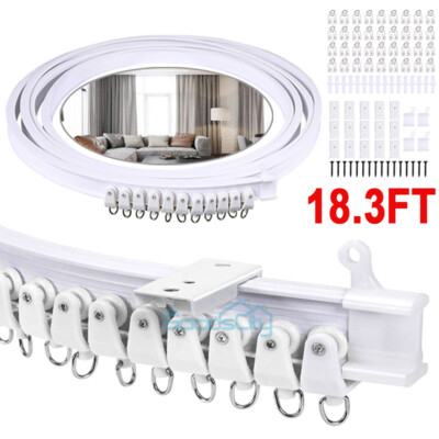 18.3FT Flexible Ceiling Mounted Curtain Track Rail Straight Slide ...