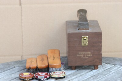 Vintage Esquire Shoe Valet De Luxe Wooden Shoe Shine Box Made in USA | eBay