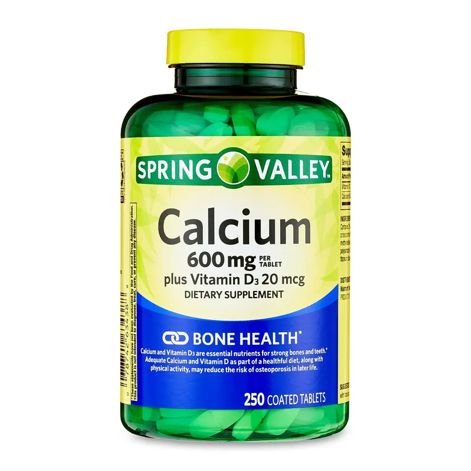 Spring Valley Calcium Supplement 600mg with Vitamin D 20mcg Bone Health ...