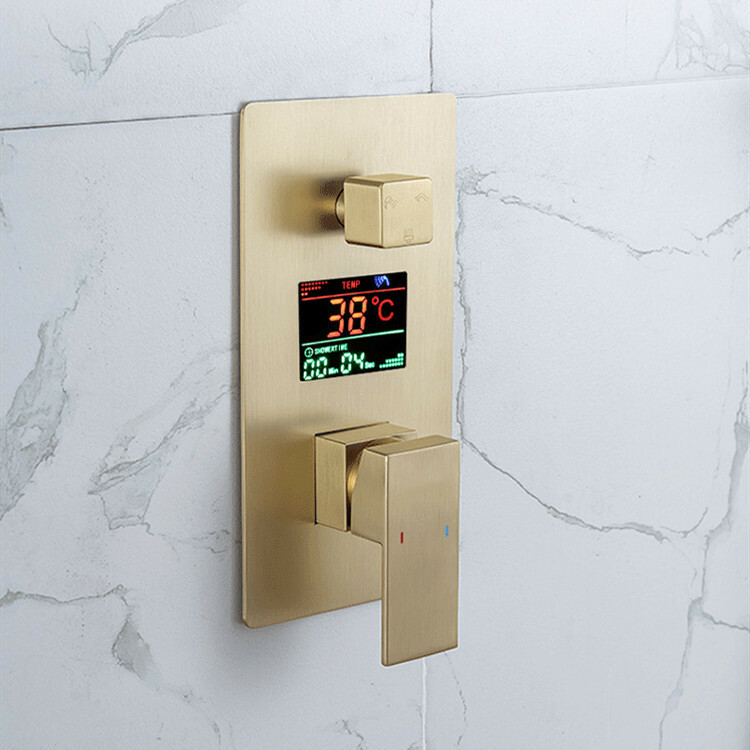 Brushed Gold Brass Intelligent Digital Display Mixer 550x230mm Rain ...