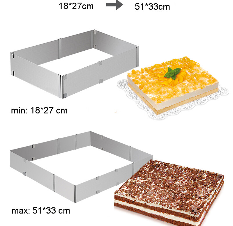 Adjustable Mousse Cake Ring Stainless Steel Cake Cutter Rectangle Cake ...