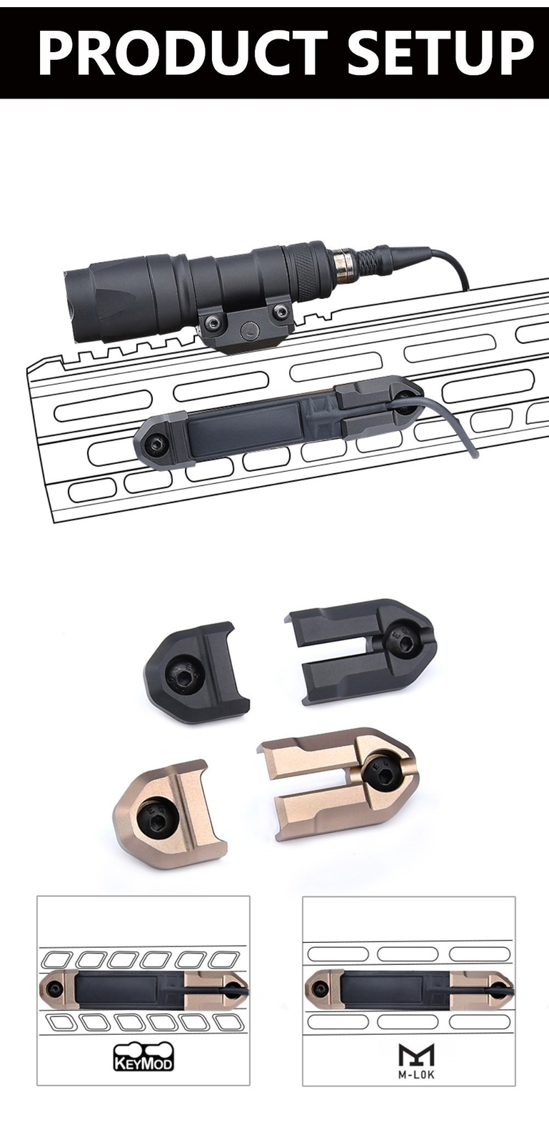 WADSN Tactical Switch Pressure Pad Slot Mount For M600 M300 DBAL-A2 ...
