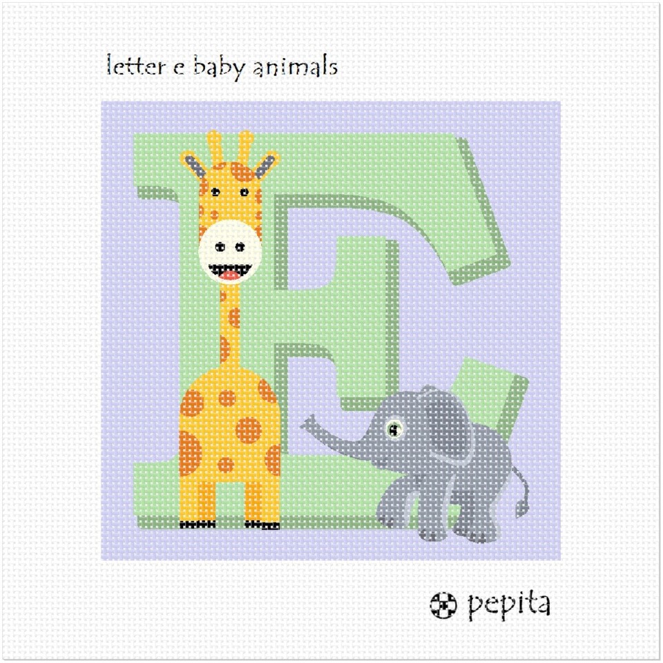 Letter E Baby Animals Needlepoint Kit or Canvas (Alphabet/Letters/For ...