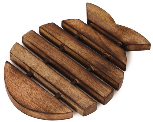 Wooden Trivet for Hot Dishes Pots and Pans Nonslip Wood Fish Shape Heat ...