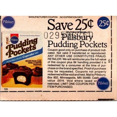 Save 25¢ 1 Package Pillsbury Pudding Pockets Minneapolis MN 1980s ...