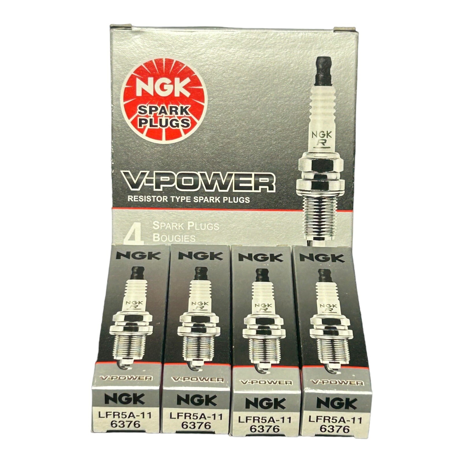 NEW Pack of 4 NGK LFR5A-11 6376 V-Power Spark Plugs Fast Free Shipping ...