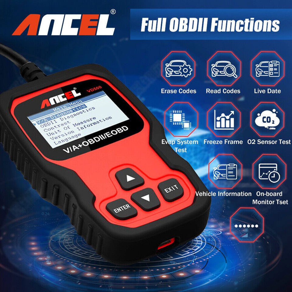 ANCEL Car ABS SRS Code Reader OBD2 Scanner All Systems Diagnostic Tool ...