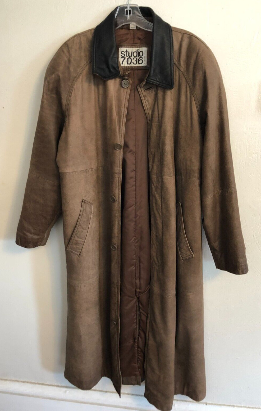 Vintage 1991 Mens Leather Trench Duster Coat SZ 40 St… - Gem