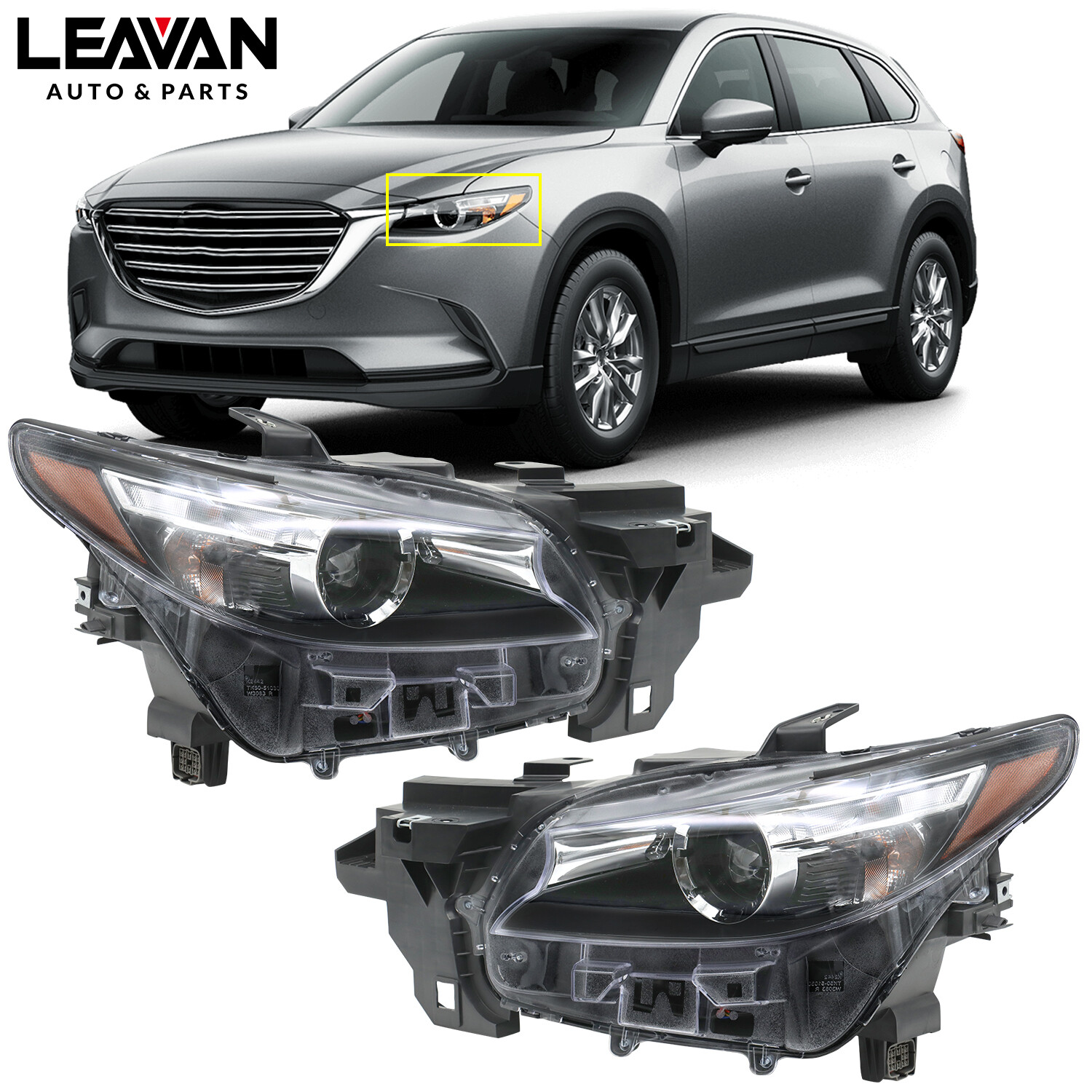 LED Headlight W/O AFS Left&Right Side Pair Assembly For Mazda CX-9 CX9 ...