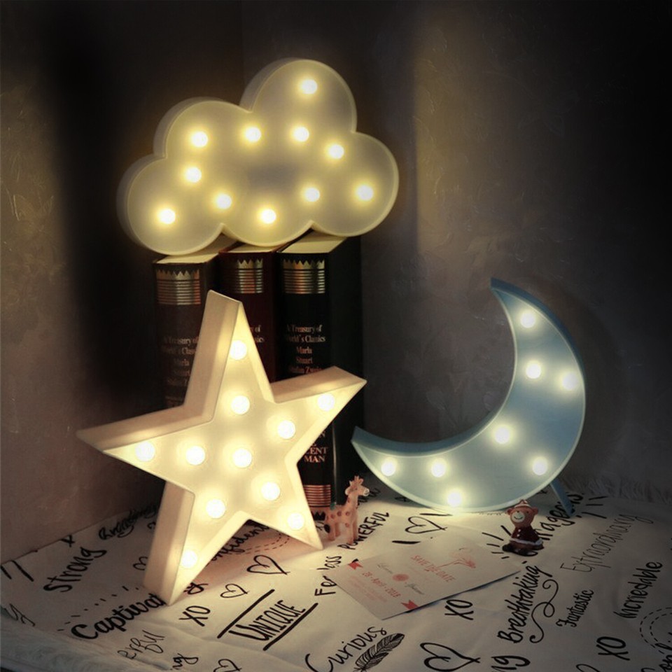 Novelty Place Designer Star Marquee Sign Lights - Warm White LED Lamp ...