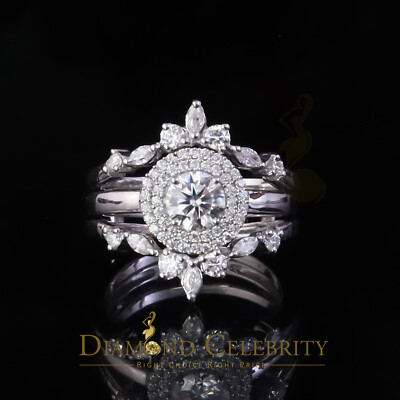 925 Silver Moissanite White Enhancer Round 1.66ct Wrap Insert Ring Sz7 ...