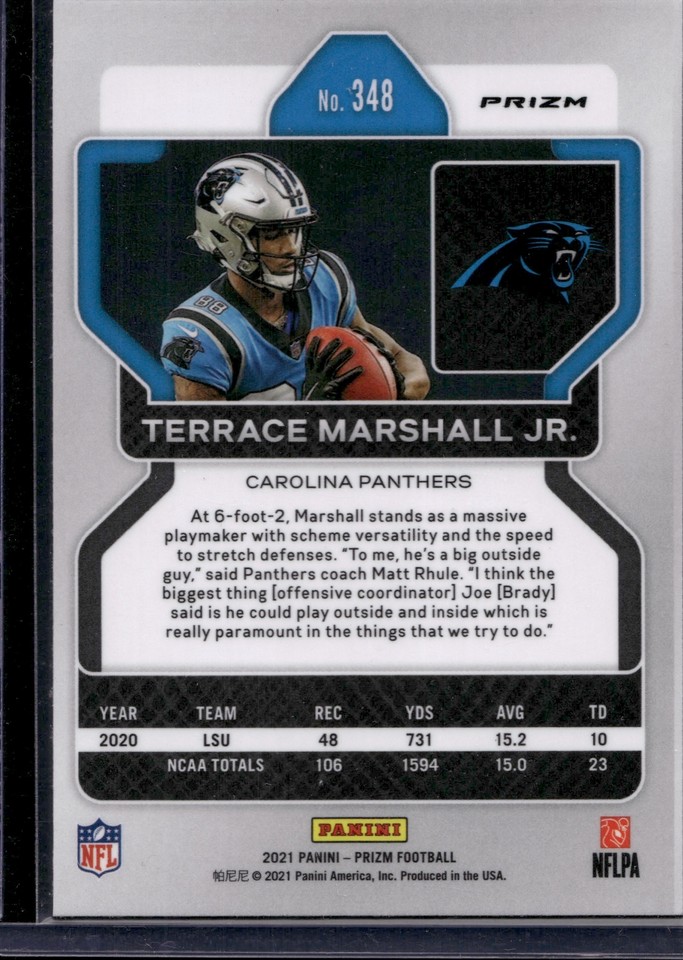 2021 NFL PRIZM TERRANCE MARSHALL JF - PANINI RED ICE PRIZM CAROLINA ...
